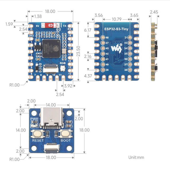ESP32-S3-Tiny IoT Development Board Dual Core Processor 240MHz WiFi BLE ...