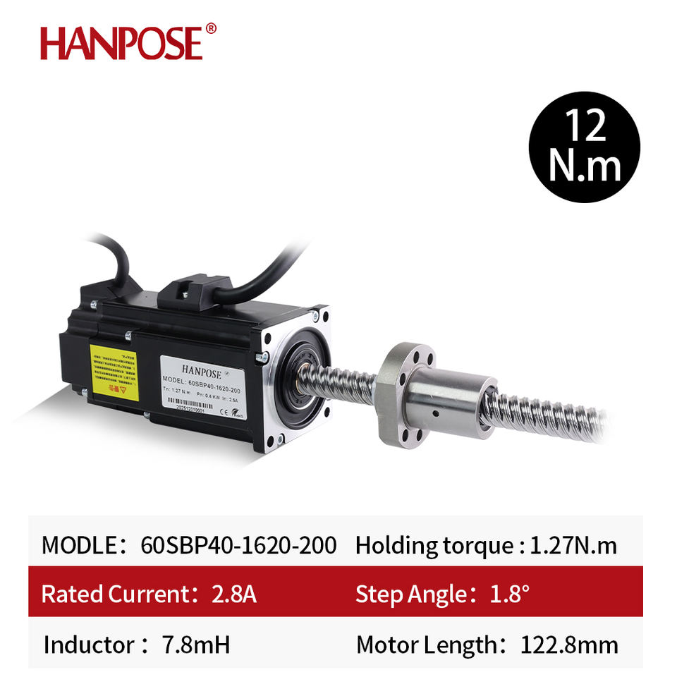 NEMA24 Servo Ball Screw Motor with Brake 60SBP40-1620-200 7.8mH 1.27N ...