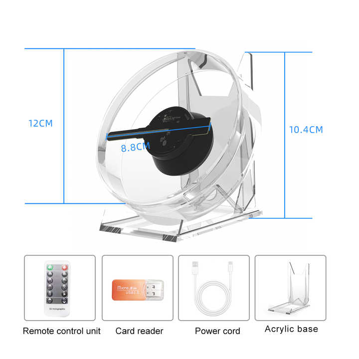 LED BT Desktop Holographic Projection Speaker Screen With Fan ...