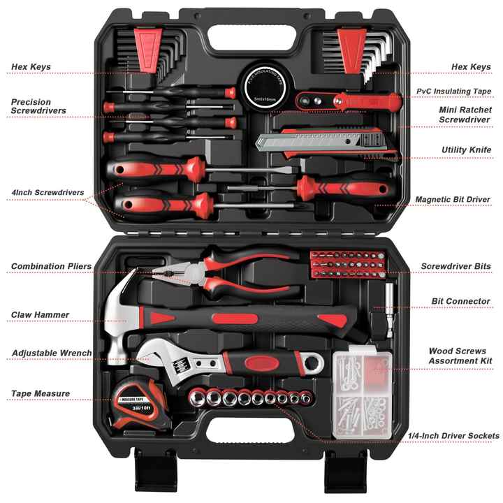 160 Piece Home Repair Tool Set General Household Hand Tool Kit with Toolbox Storage Case Tools ...