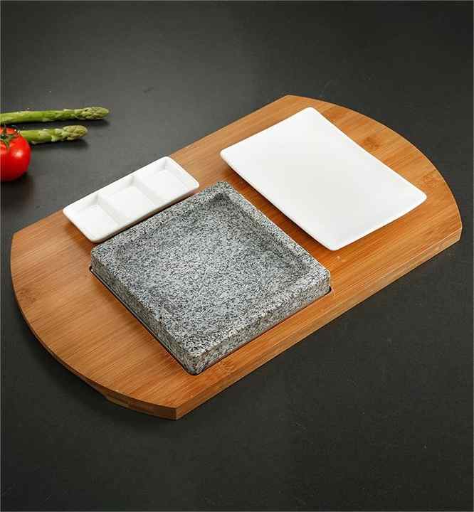 Complete Set Cooking Stone lava Rock Steak Stone Plate Indoor Bbq ...