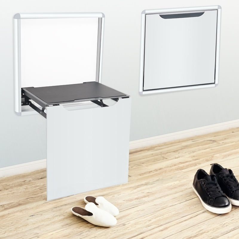 Wall Mounted Folding Chair – Solid Wood Space Saving Stool, Hidden ...