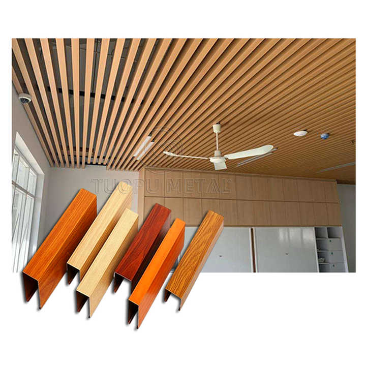 Wood Color Baffle Ceiling U Shape Aluminum Ceiling Suspended Panel ...