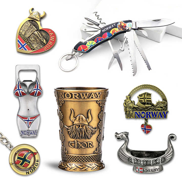 Factory custom Norway gift tourist souvenir fridge magnet keychain shot ...