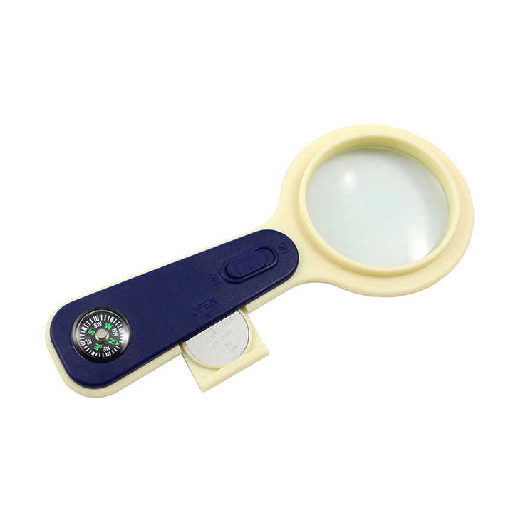 1 LED Light 10X Handheld Reading Compact Magnifier with Mini Compass ...