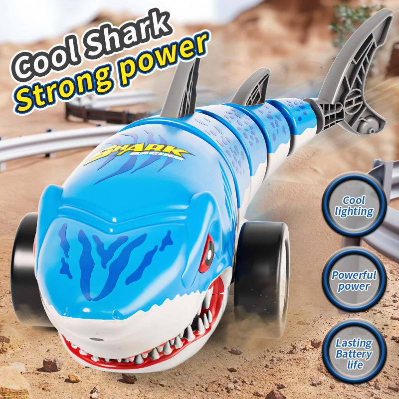 Outdoor 2.4GHz Bionic Shark RC Toy-4-Channel Drift Car with Lights 360 ...