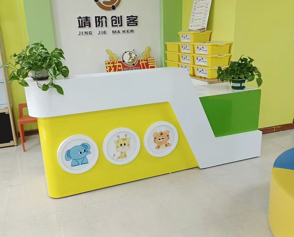 Custom Children Cartoon MDF Reception Counter Multi Functional Desk ...