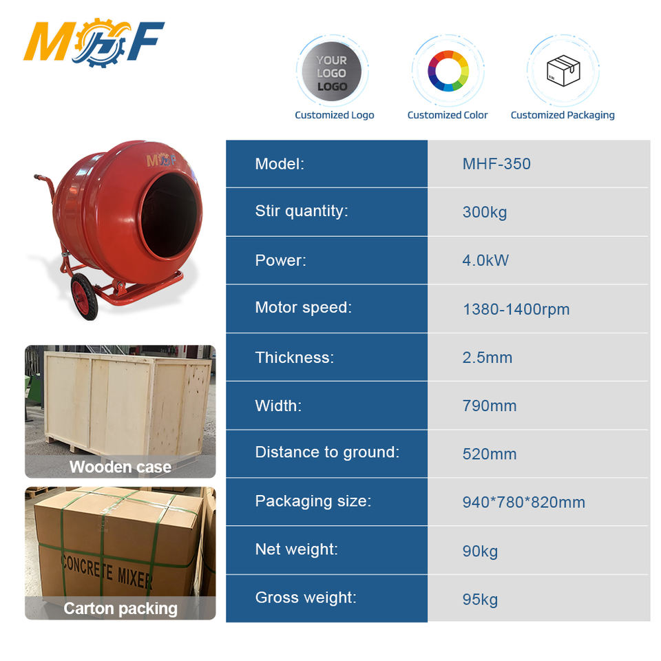 MHF High Efficiency Small Concrete Mixer Machines 350L Concrete Mixing ...