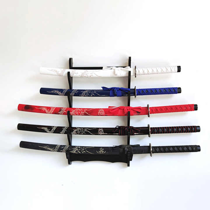 Wholesale Multi-storey Wall-Mounted Swords Display Rack Wood Katana ...