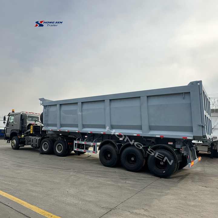 Hongsen Heavy-Duty 3-Axis Rear Dump Truck Semi-Trailers U-Shaped Design ...