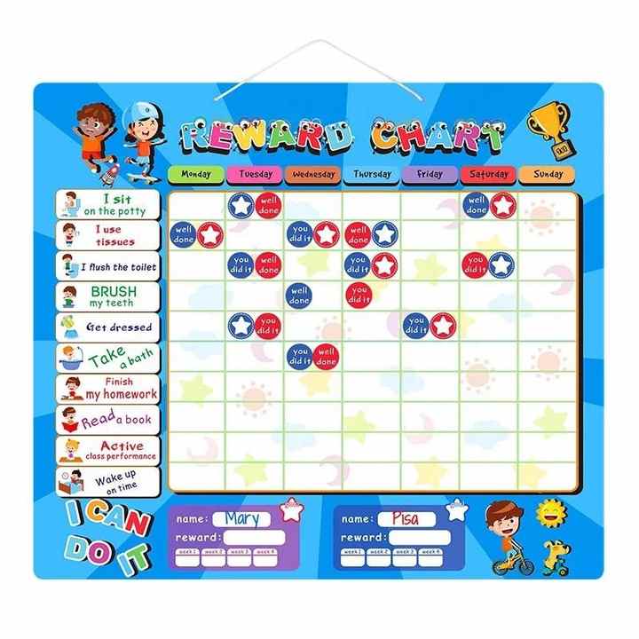 Magnetic Reward Chart Kids Magnet Chore Chart With Star Reusable ...
