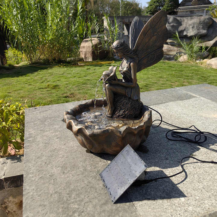 Outdoor Garden Decoration Solar Water Fountain with Fairy Figurine