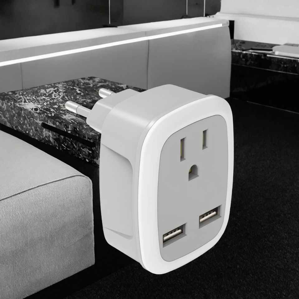 SDK OEM ODM 3-in-1 European Plug Travel White ABS International Power ...