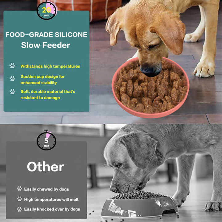 Silicone Eco-Friendly Waterproof Slow Feeder Dog Bowl with Suction Cups ...