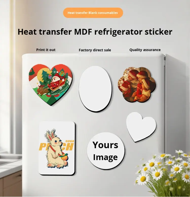 Blank Heat Transfer MDF Fridge Magnets Strong Magnetic Suction Custom ...