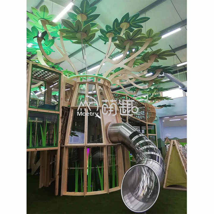 Moetry Treehouse Nature-Themed Indoor Playground with Slide Play ...