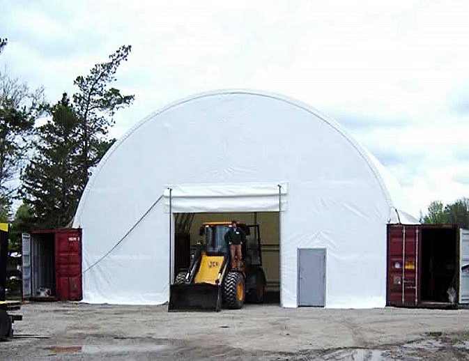40m Engineered Double Truss Container Roof Shelter , Fabric Warehouse ...