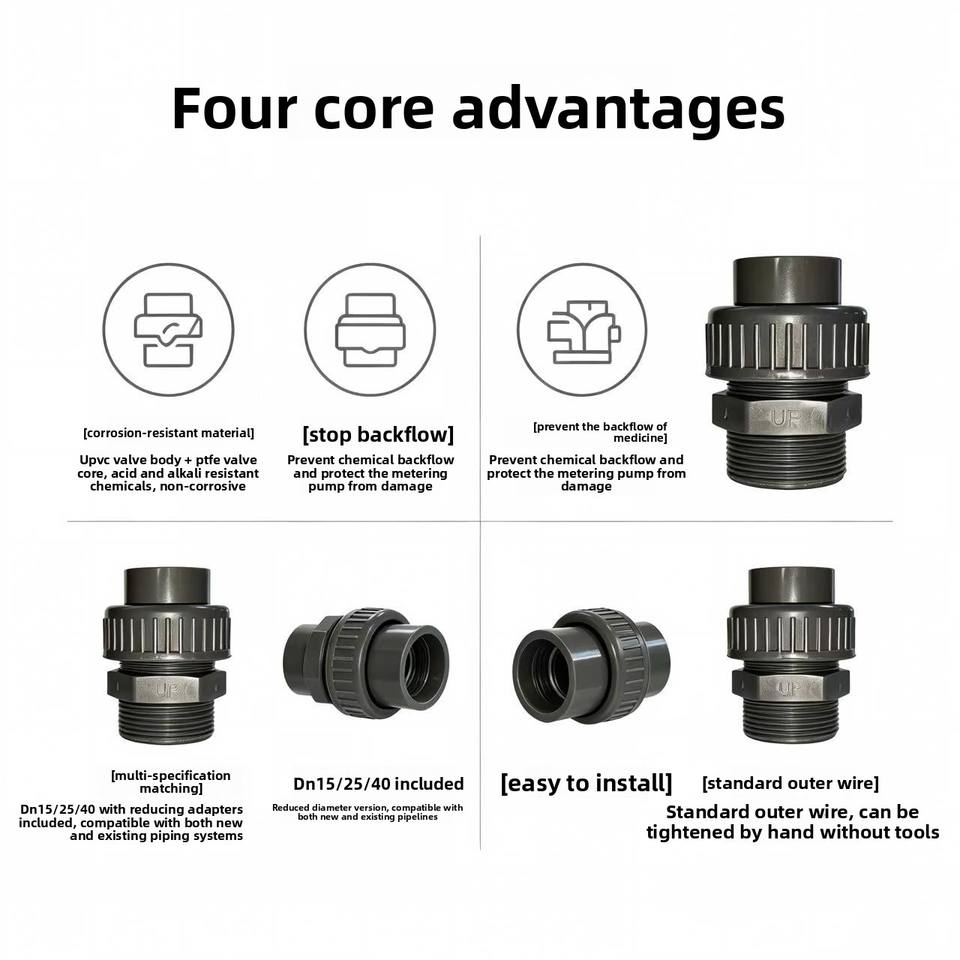 PVC One-Way Valve Mechanical Diaphragm Metering Pump Check Valves ...