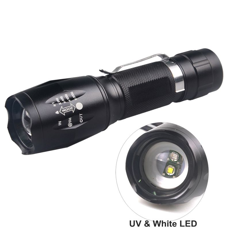 2 in 1 Ultraviolet Lantern Flashlight Torch Light Zoom High Power ...