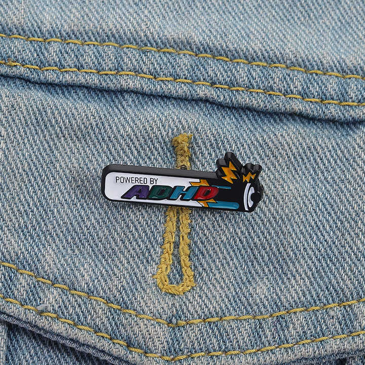 Powered by ADHD Battery Enamel Pin Mental Health Awareness ...