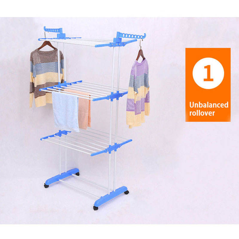 Home Folding Laundry Stand Metal Iron Telescopic Floor-standing Double ...