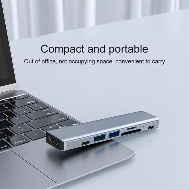 7 in 1 Double Type-C HUB USB C Hub Adapter 4K30Hz HDTV Thunderbolt3 PD ...