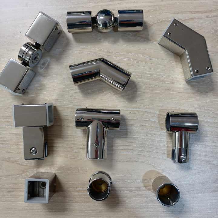 Round Tube Elbow Pipe Clamp Stainless Steel Glass Hinge Pivot Bathroom ...