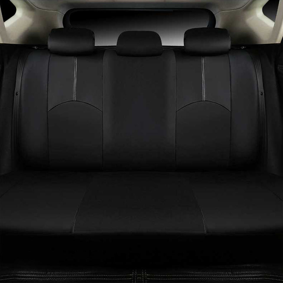 Set huse auto piele ecologica neteda si piele perforata, 9 bucati ...