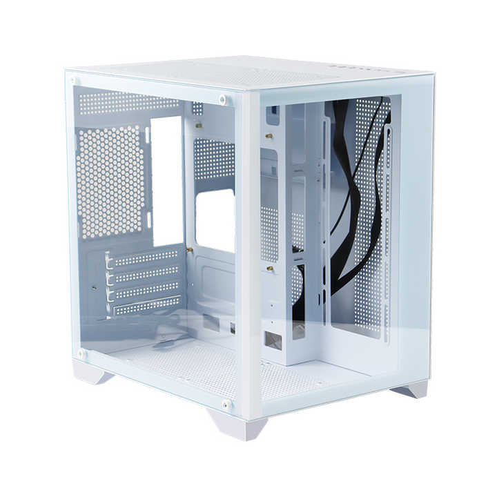 White MicroATX Mid Tower PC Case with Tempered Glass & USB Ports