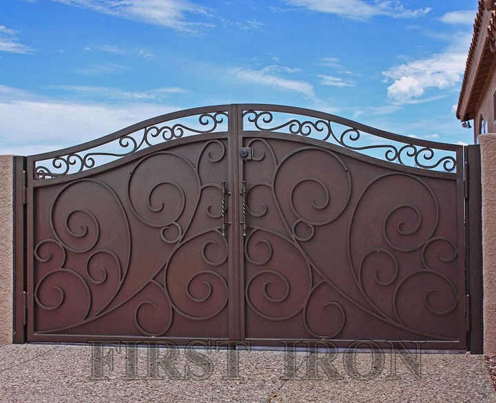 Secure and Stylish Wrought Iron Main Gate with Blind Sheet Design