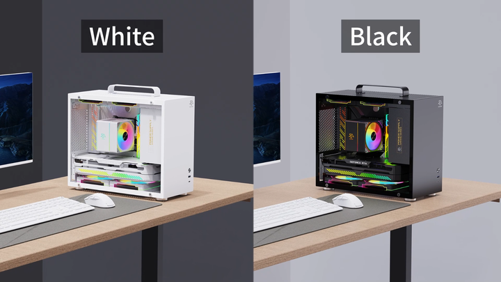 Mini-ITX Gaming Case with Tempered Glass, Steel Plate Design for M-ATX ...