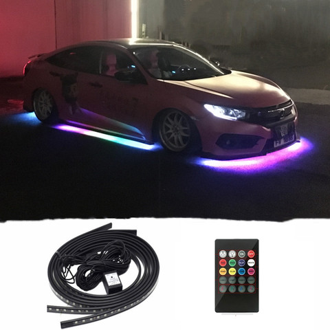 RGB under seat Car foot led interior 48 led atmosphere lamp with app ...