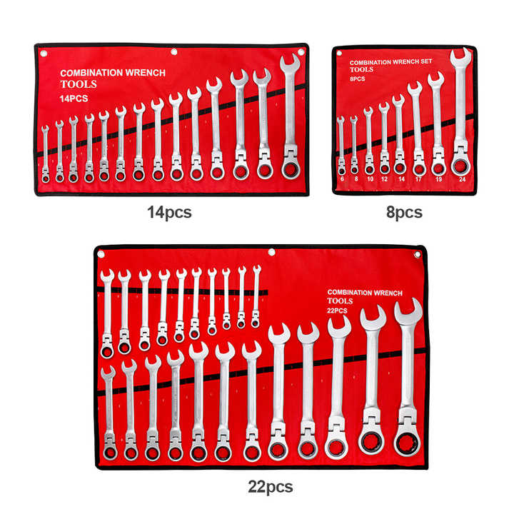 Industrial 72T Ratchet Offset Box End Spanner Set 6-22PC Flexible ...