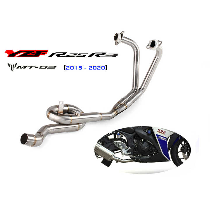 R25 For Yamaha R25 R3 MT-03 Full Exhaust System Link Mid Pipe Brand Stainless Steel 51mm for ...