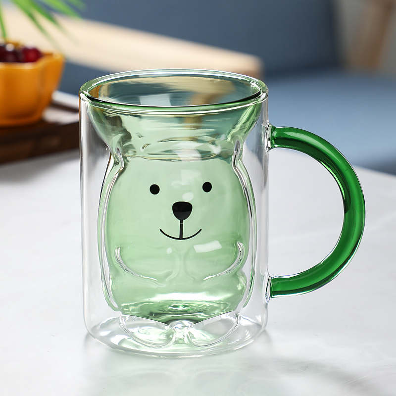 Reusable Double Wall Insulated Clear Colored Glass Mugs
