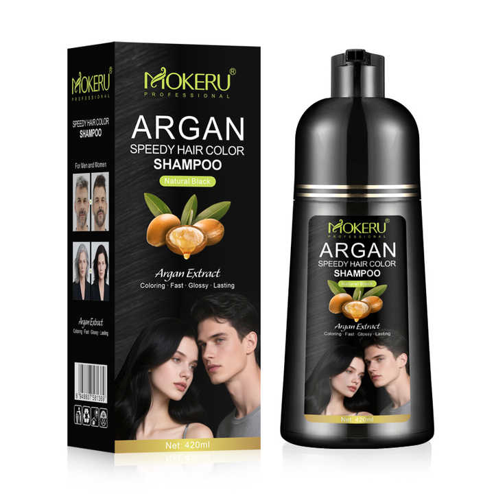 Mokeru 420ml Natural Herbal Hair Color Shampoo Ammonia Free Argan Oil ...