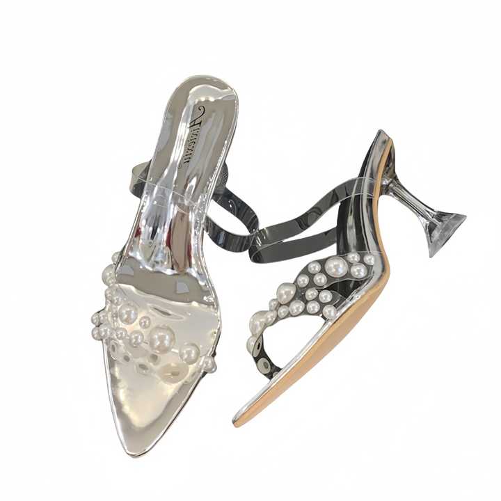 DEleventh Shoes 2025 New Roman Fashion Pointy Open-toed Pearl ...