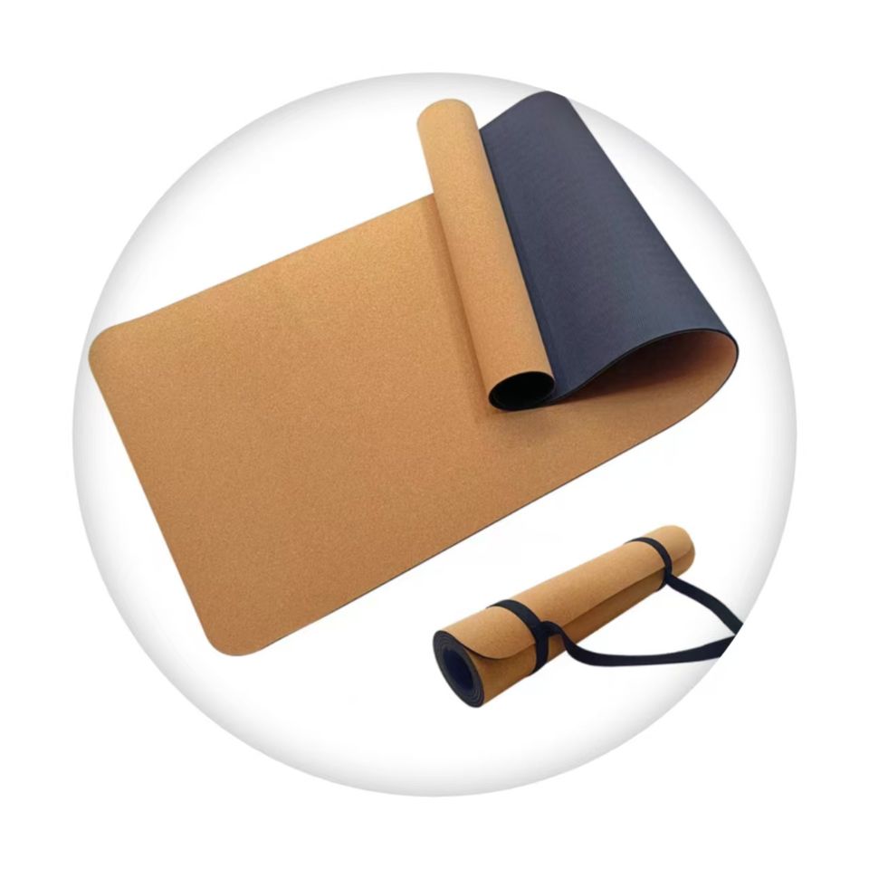 Gym Natural Cork Rubber Mat Shock-Absorbing Anti-Slip Exercise Buffer ...