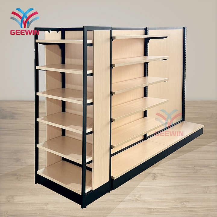 Shop Display Gondola Shelving - Double-Sided Metal Frame