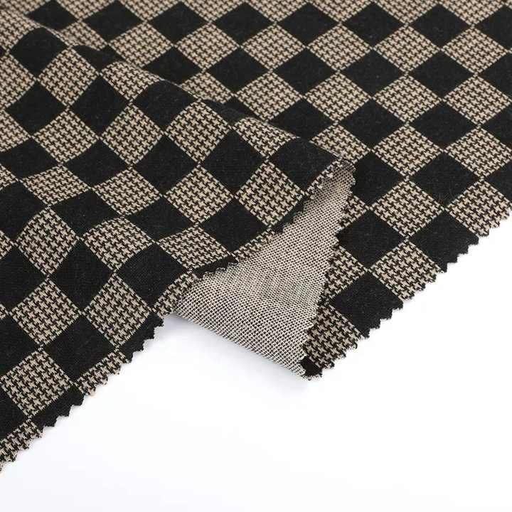 New Design Custom Yarn Dyed NTR 270gsm 87%T 10%R 3%SP Checkboard Knit ...