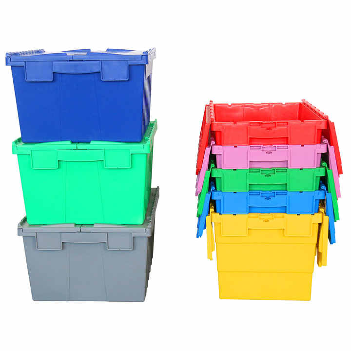Heavy-Duty Industrial Nestable Solid Box Moving Crate Strong Attached ...