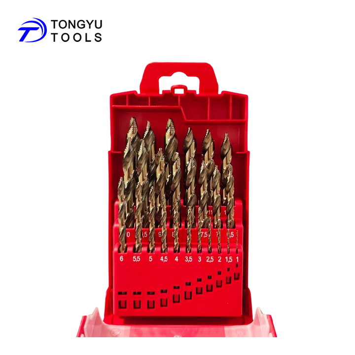25PCS Stepped Point Cobalt Drill Bit Set, DIN338 1- 13mm Heavy Duty M35 HSS Co5% Fast Drilling ...