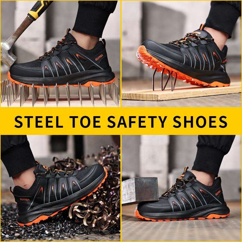 Factory Direct Sports Series European Standard Steel Toe Black Upper ...