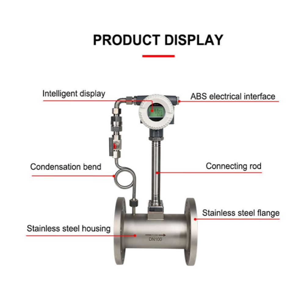 Vortex Flow Meter for Steam & Gas with Temperature Compensation Smart Vortex Shedding Flow ...