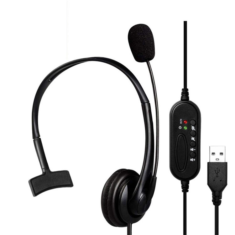 Single-Sided Computer Headphone USB Headset with 270 Degree Flexible ...