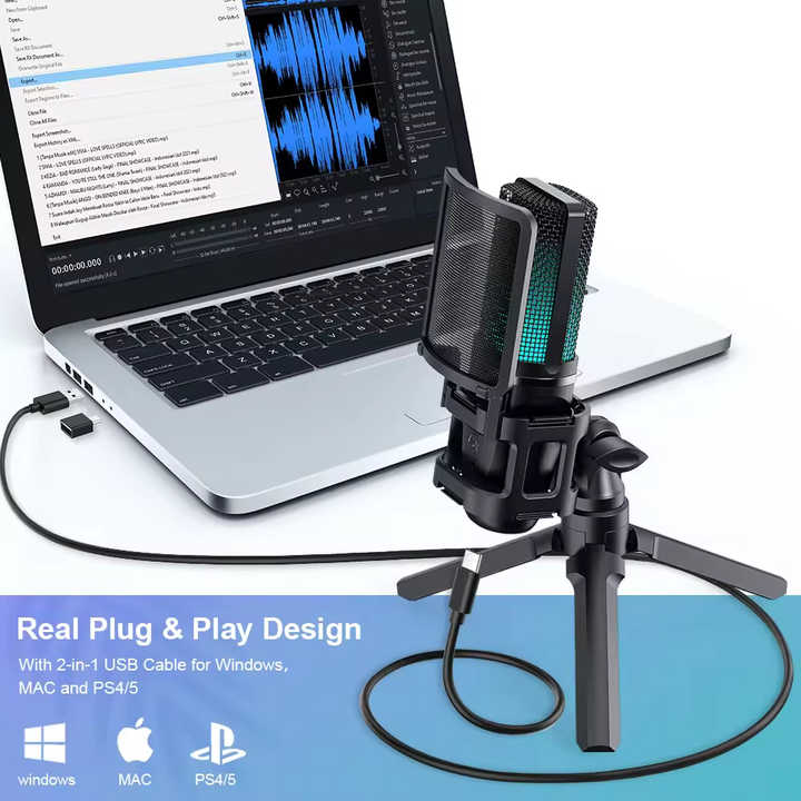 Zealsound BKD-11 Pro Microphone - RGB Stand USB Wired Condenser Gaming Mic