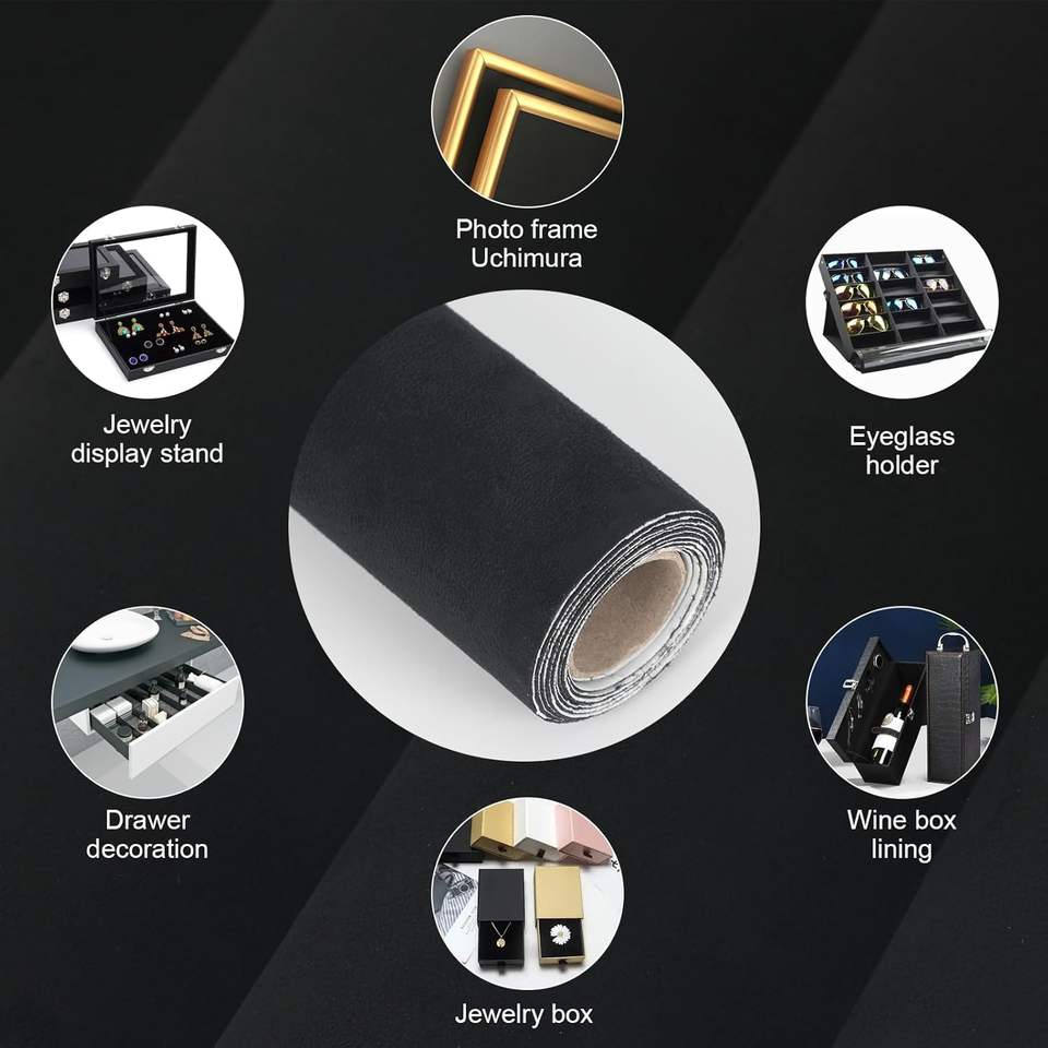 Premium Black for Alcantara Suede Fabric PVC Car Wrapping Roll 1-Year ...
