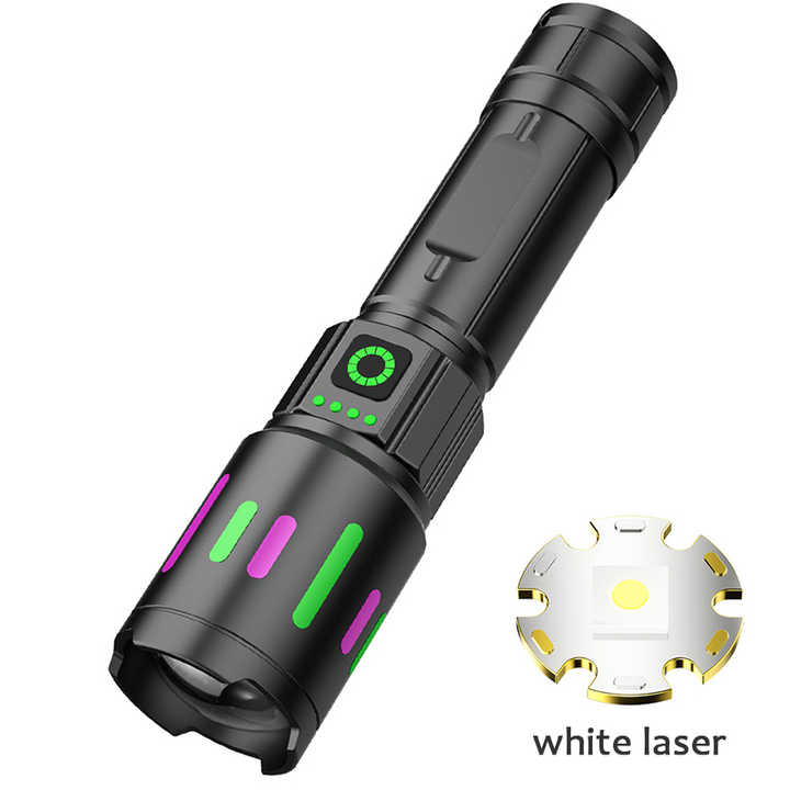 Telescopic Zoom Phosphor Strip Laser Flashlight Powerful Rechargeable ...