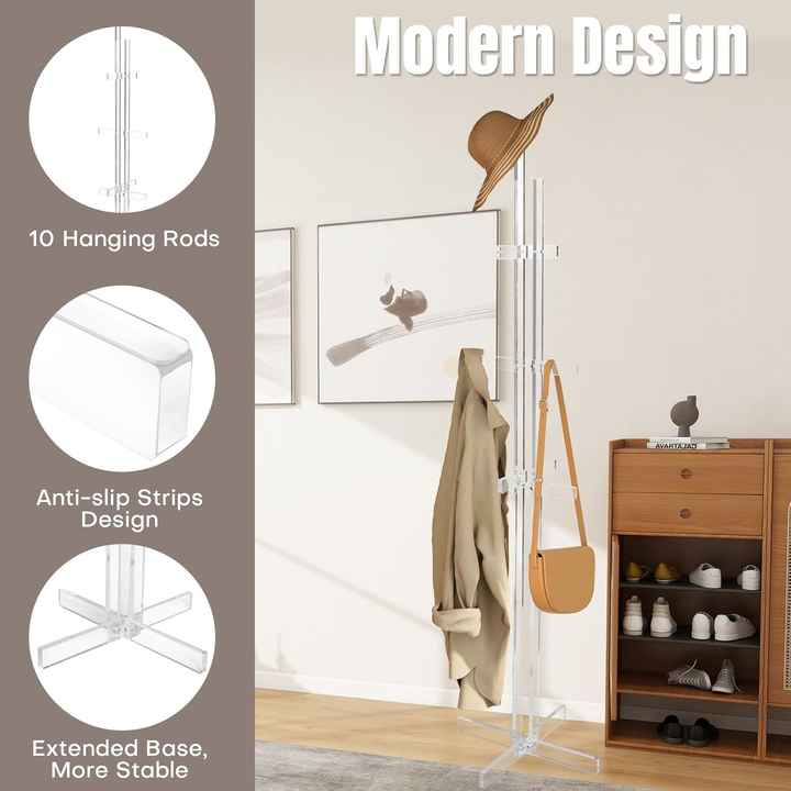Transparent Acrylic Coat Rack - Modern Minimalist Floor - Standing ...