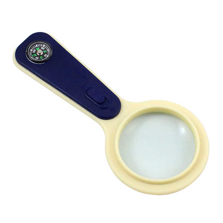 1 LED Light 10X Handheld Reading Compact Magnifier with Mini Compass ...